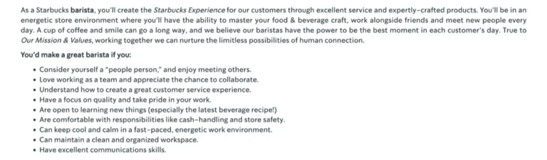 How to Replicate Starbucks' Barista Job Description