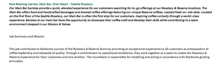 How to Replicate Starbucks' Barista Job Description